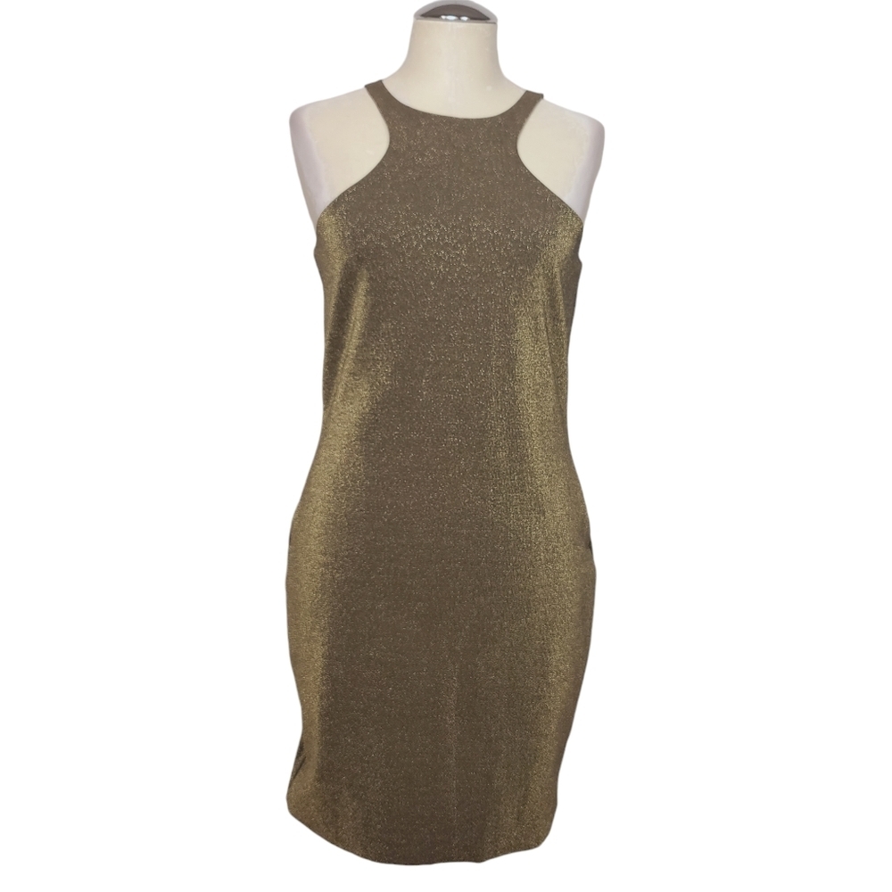 All Saints Norma Metallic Gold Halter Back Zip Sleeve… - Gem